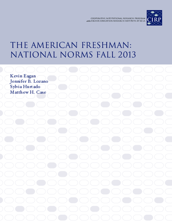 (PDF) The American freshman: National norms fall 2013