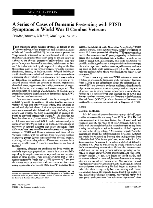 (PDF) A Series of Cases of Dementia Presenting with PTSD Symptoms in ...
