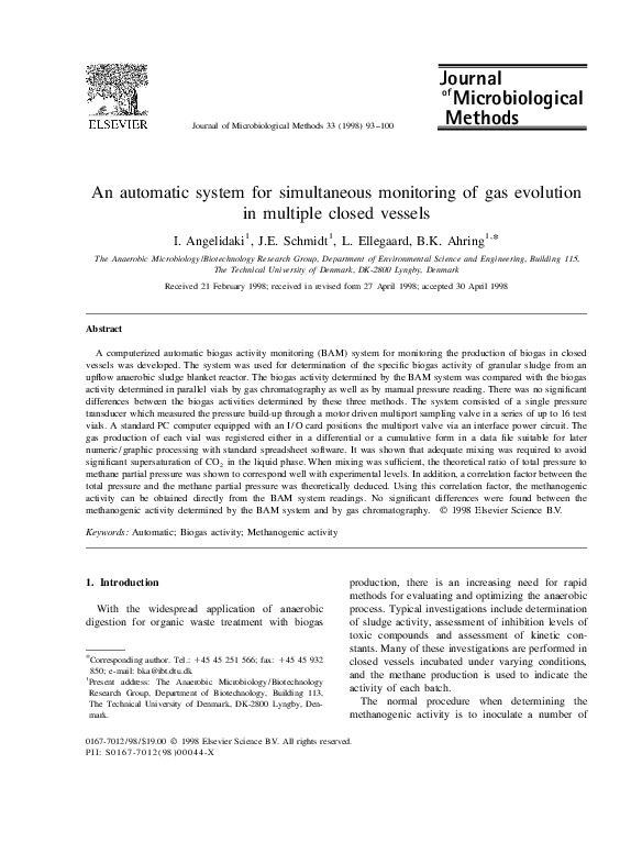 (PDF) An automatic system for simultaneous monitoring of gas evolution ...