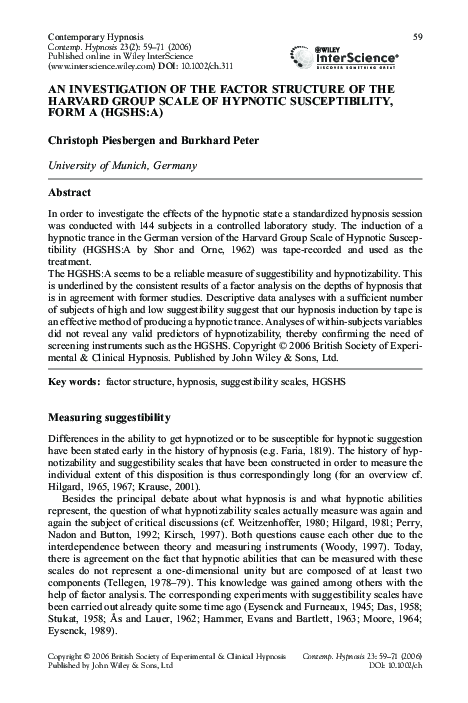 (PDF) An investigation of the factor structure of the Harvard Group ...