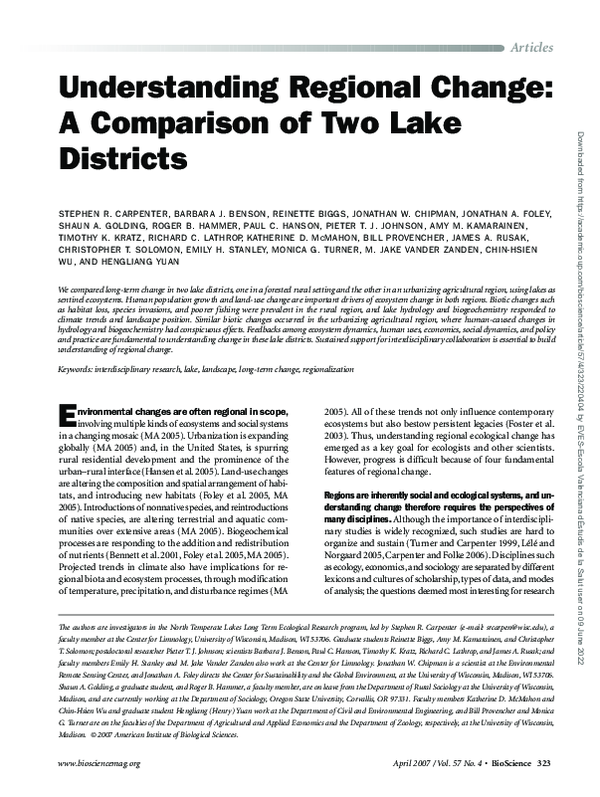 (PDF) Understanding Regional Change: A Comparison of Two Lake Districts