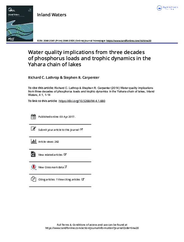 (PDF) Water quality implications from three decades of phosphorus loads ...