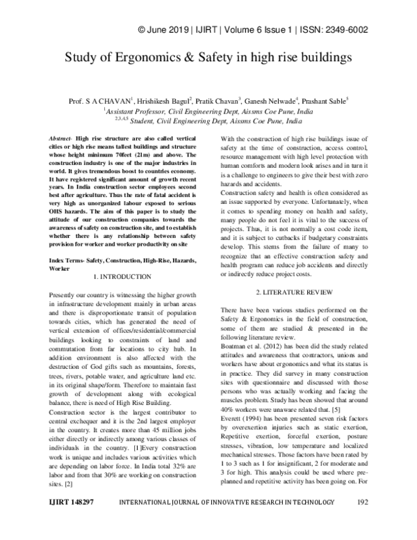 (PDF) Study of Ergonomics And Safety in high rise buildings