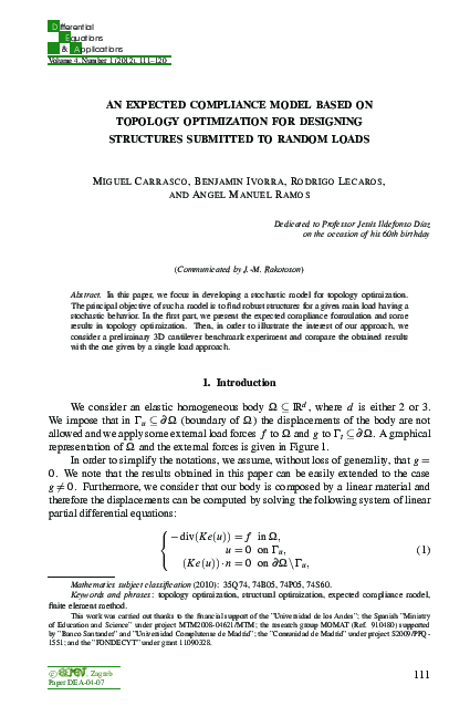 Pdf An Expected Compliance Model Based On Topology Optimization For Designing Structures