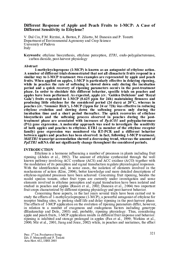 (PDF) Different Response of Apple and Peach Fruits to 1-MCP: A Case of ...