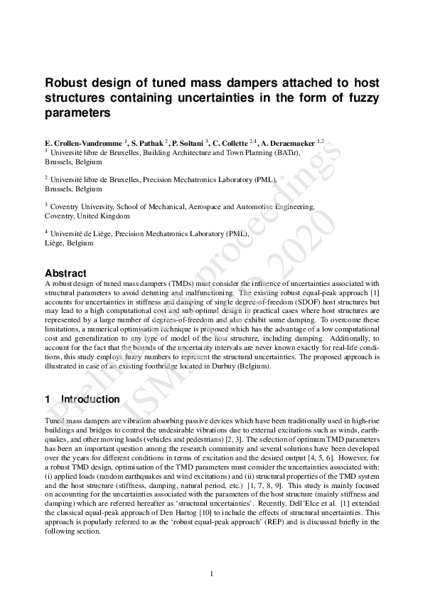 (PDF) Robust design of tuned mass dampers attached to host structures containing uncertainties ...