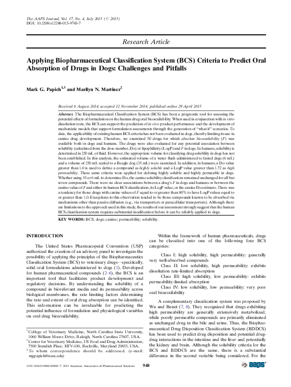 (PDF) Applying Biopharmaceutical Classification System (BCS) Criteria ...
