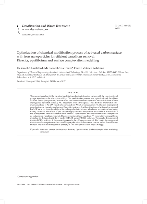 (PDF) Optimization of chemical modification process of activated carbon ...