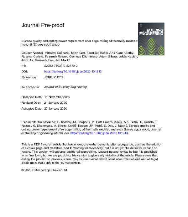 (PDF) Surface quality and cutting power requirement after edge milling ...