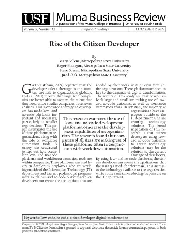 (PDF) Rise of the Citizen Developer