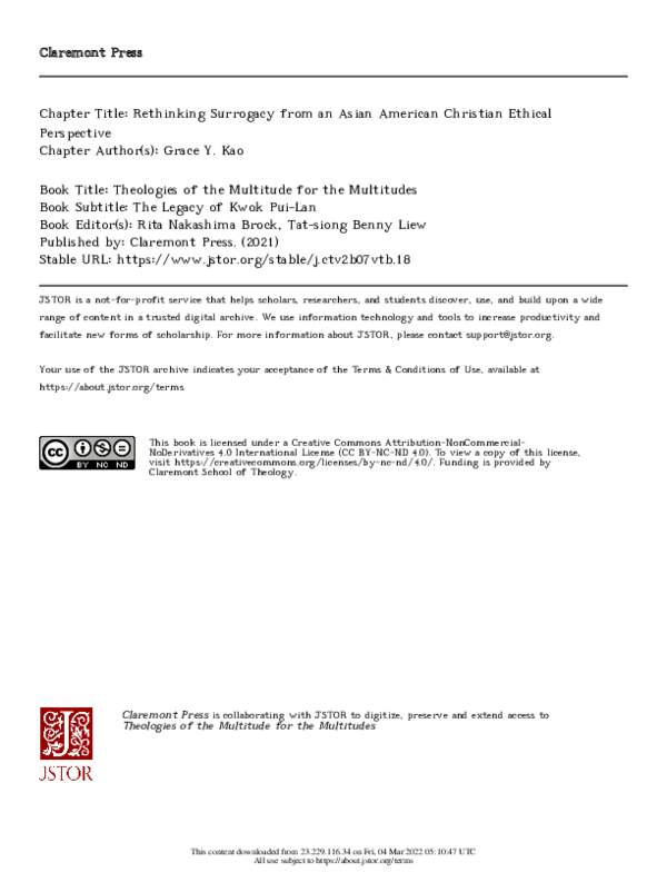 (PDF) "Rethinking Surrogacy from an Asian American Christian Ethical ...