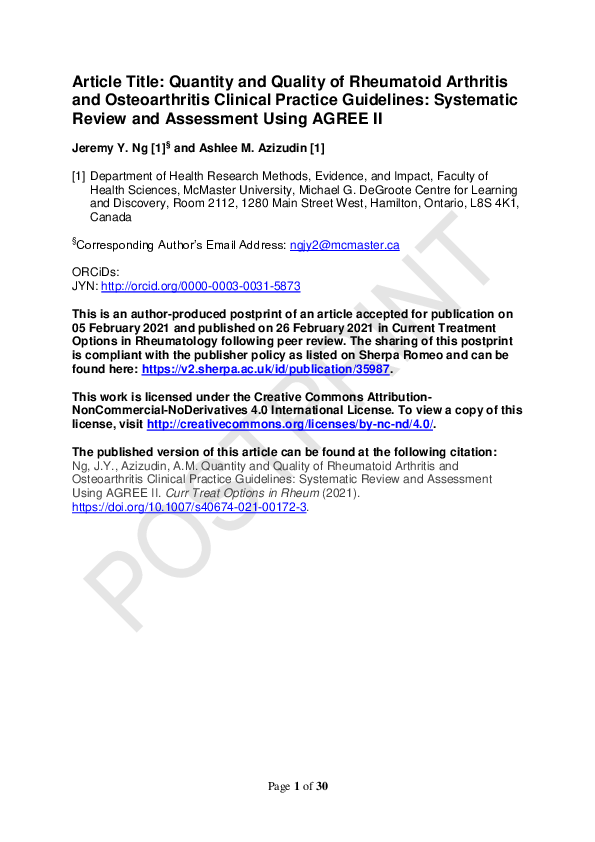 Pdf Quantity And Quality Of Rheumatoid Arthritis And Osteoarthritis Clinical Practice