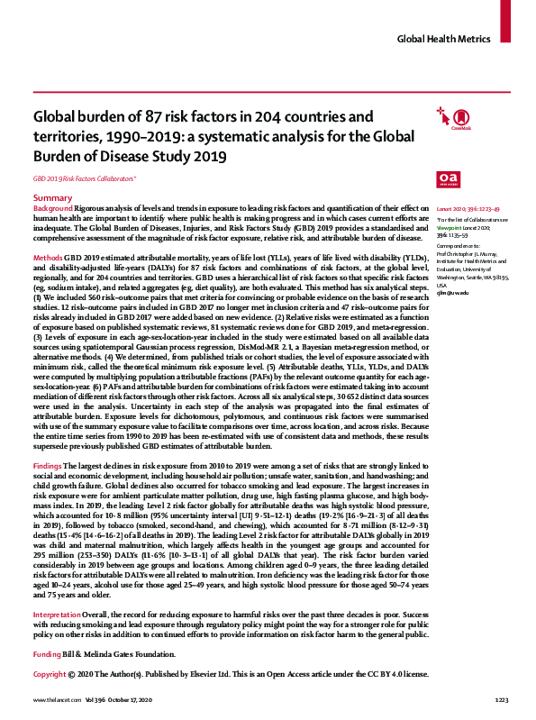 (PDF) Global burden of 87 risk factors in 204 countries and territories ...