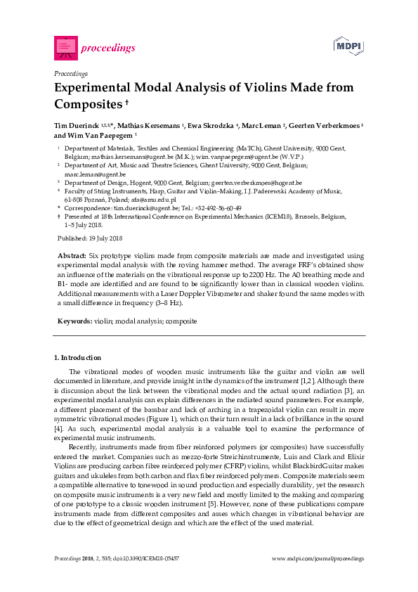 (PDF) Experimental Modal Analysis of Violins Made from Composites ...