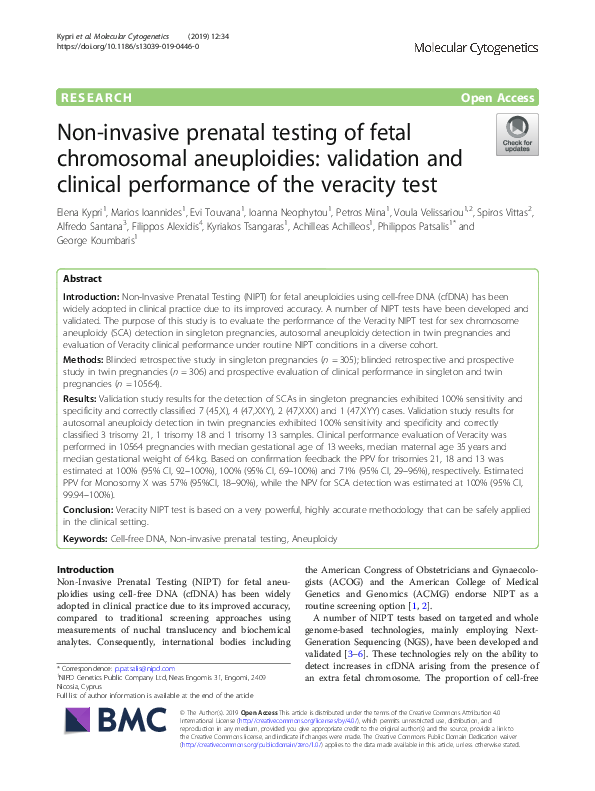 (PDF) Validation of Veracity NIPT for Detecting Fetal Aneuploidies