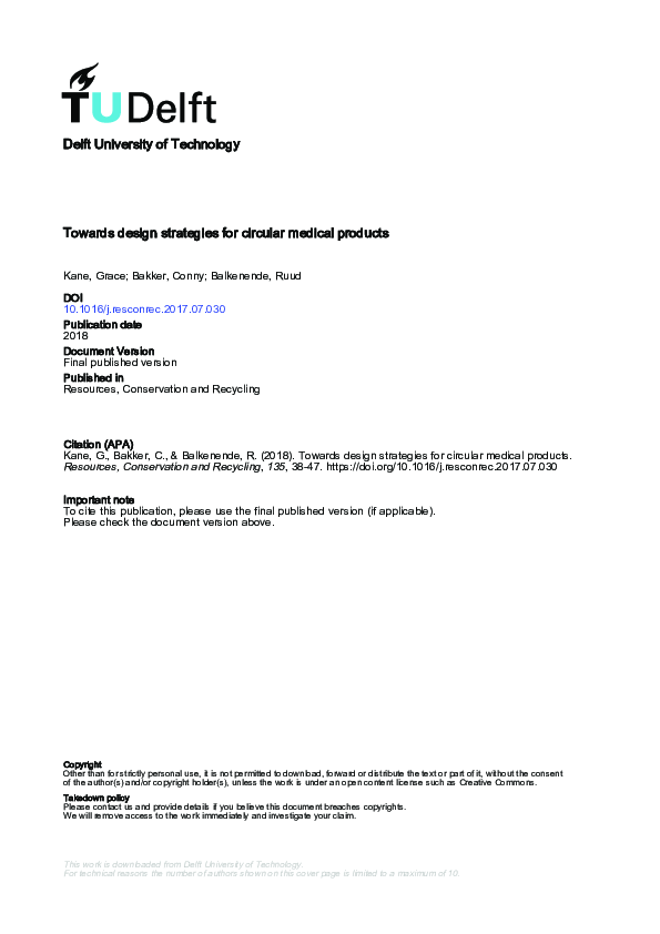 (PDF) Towards design strategies for circular medical products | Miguel ...