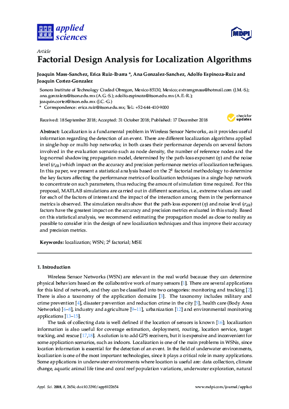 (PDF) Factorial Design Analysis for Localization Algorithms