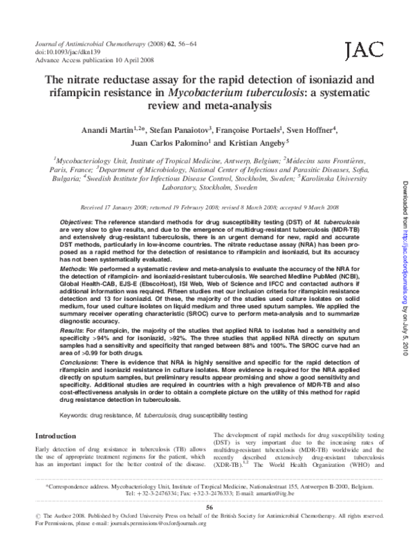 (PDF) The nitrate reductase assay for the rapid detection of isoniazid and rifampicin resistance ...