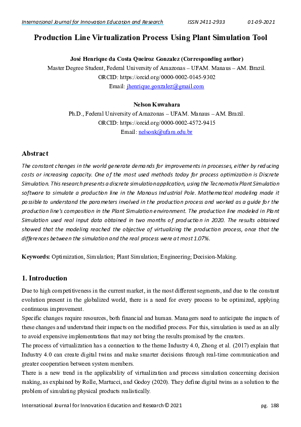 (PDF) Production Line Virtualization Process Using Plant Simulation Tool