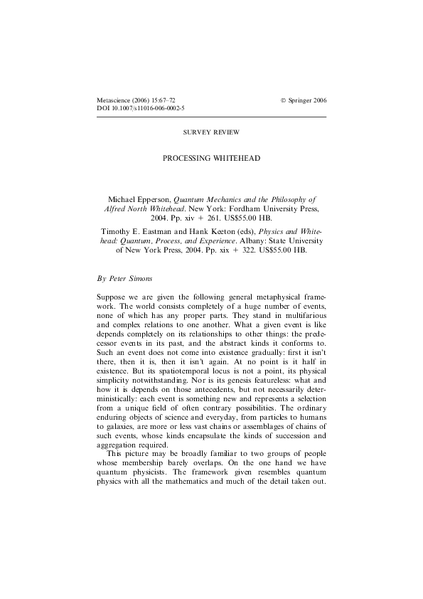 (PDF) Processing Whitehead