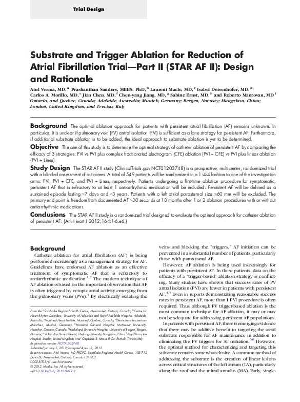 (PDF) Substrate and Trigger Ablation for Reduction of Atrial ...