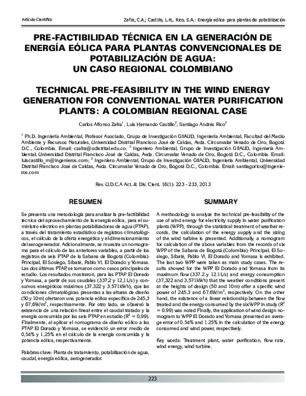 (PDF) Technical Pre-Feasibility in the Wind Energy Generation for ...