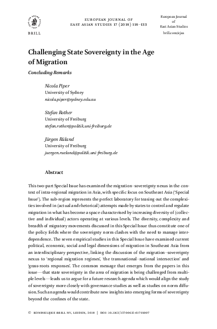 (PDF) Challenging State Sovereignty in the Age of Migration