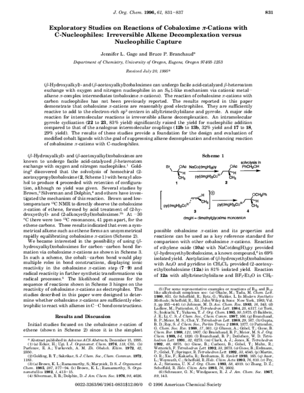 (PDF) Cobaloxime π-Cations Reacting with C-Nucleophiles
