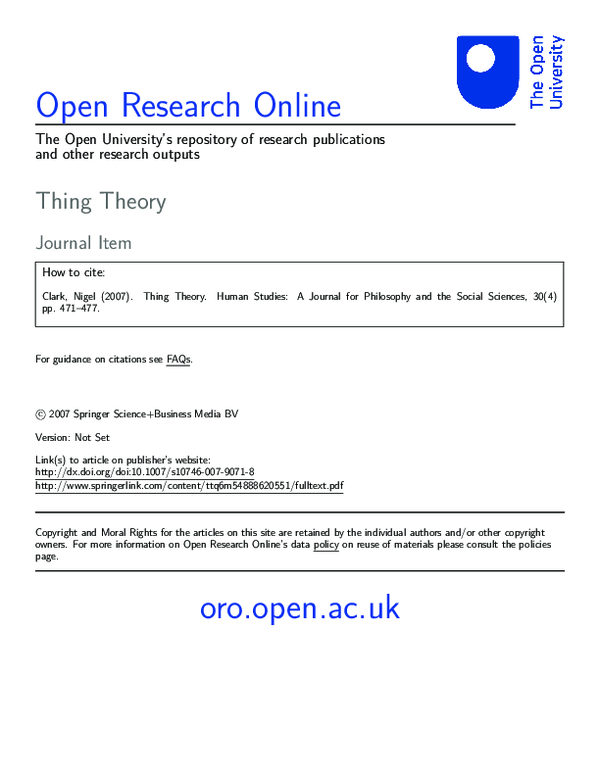 (PDF) Thing Theory