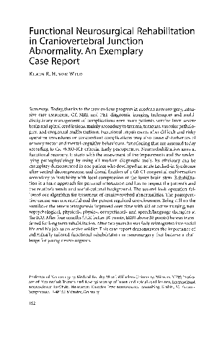 (PDF) Functional Neurosurgical Rehabilitation in Craniovertebral ...