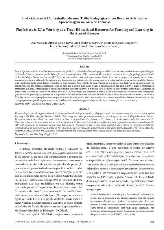 (PDF) Ludicidade na EJA: Trabalhando uma Trilha Pedagógica como Recurso ...