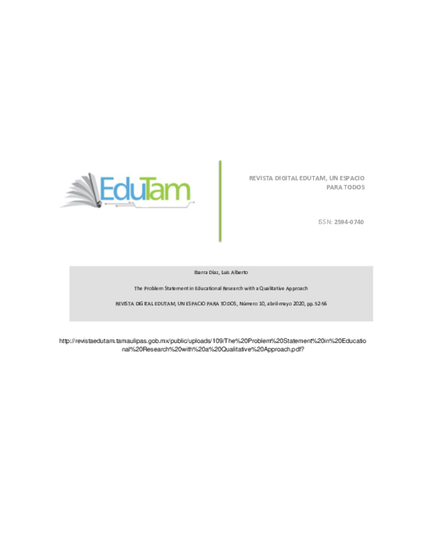 (PDF) The Problem Statement in Educational Research with a Qualitative ...