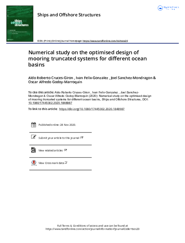 (PDF) Numerical study on the optimised design of mooring truncated ...