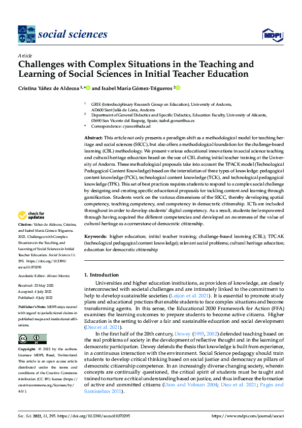 (PDF) Innovative CBL Methodology in Social Sciences Education
