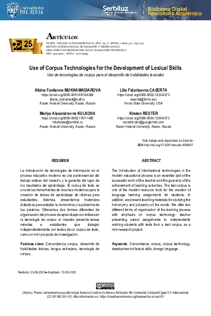 (PDF) Use of Corpus Technologies for the Development of Lexical Skills