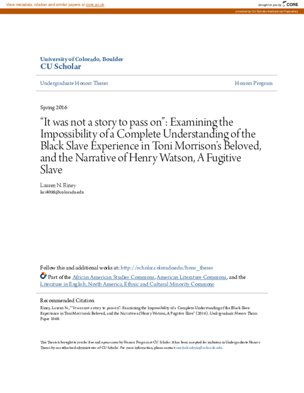 (PDF) “It was not a story to pass on”: Examining the Impossibility of a ...