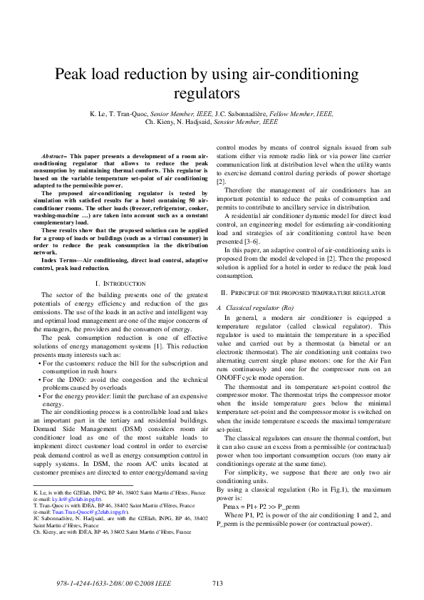 (PDF) Peak load reduction by using air-conditioning regulators