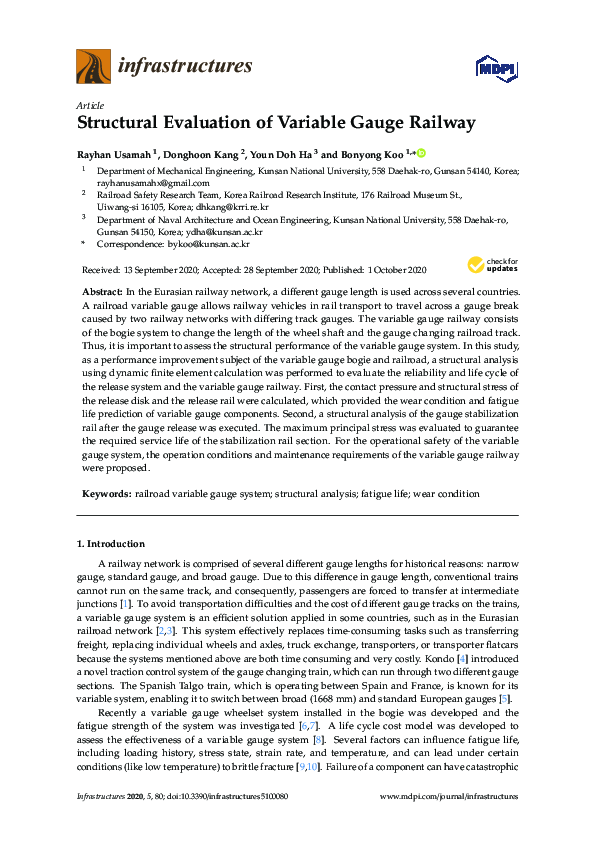 (PDF) Structural Evaluation of Variable Gauge Railway