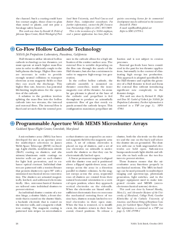 (PDF) Programmable Aperture with MEMS Microshutter Arrays
