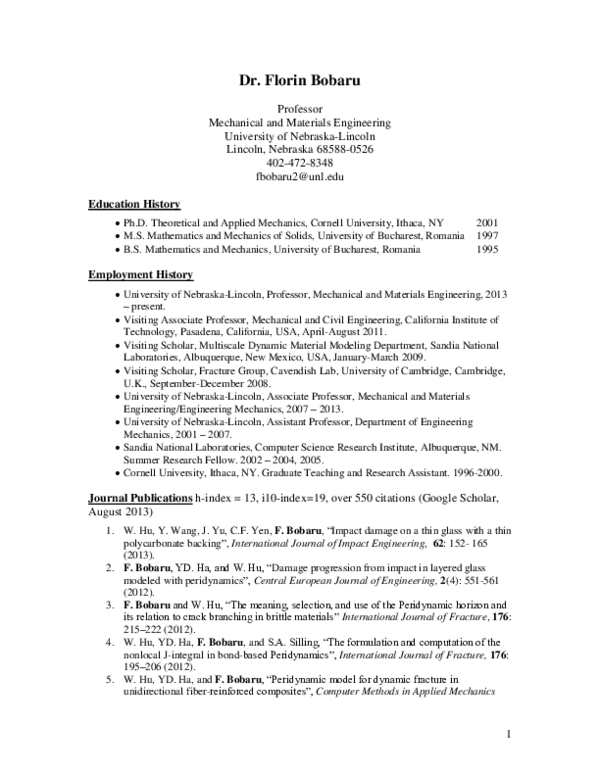 Pdf Characteristics Of Dynamic Brittle Fracture Captured With Peridynamics