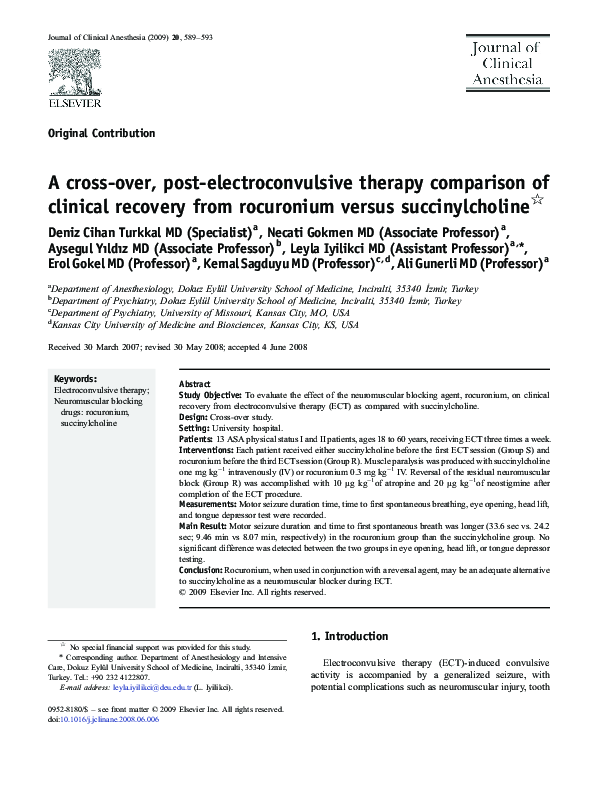 (PDF) A cross-over, post-electroconvulsive therapy comparison of ...