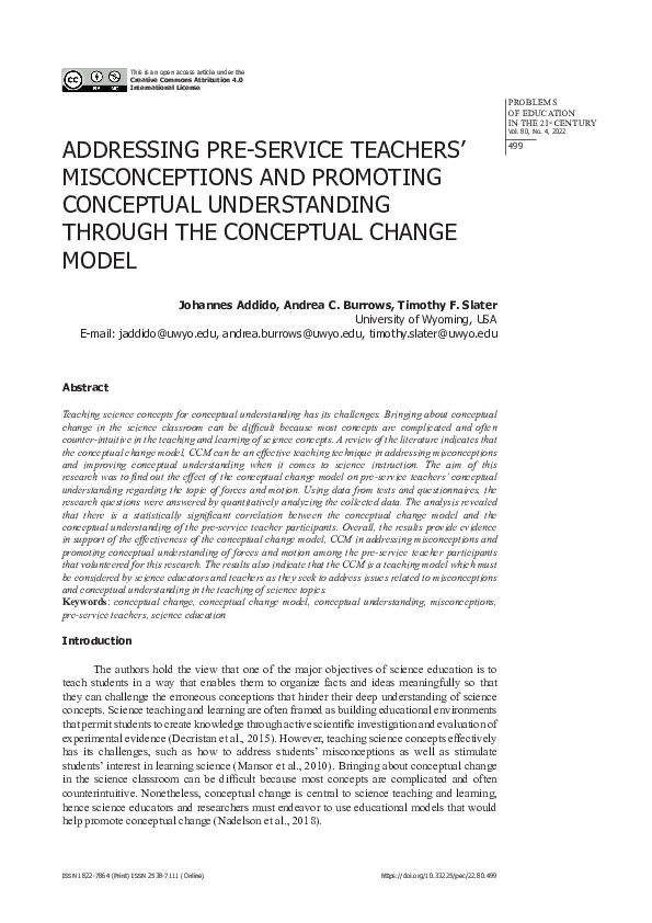 (PDF) Addressing Pre-Service Teachers’ Misconceptions and Promoting ...