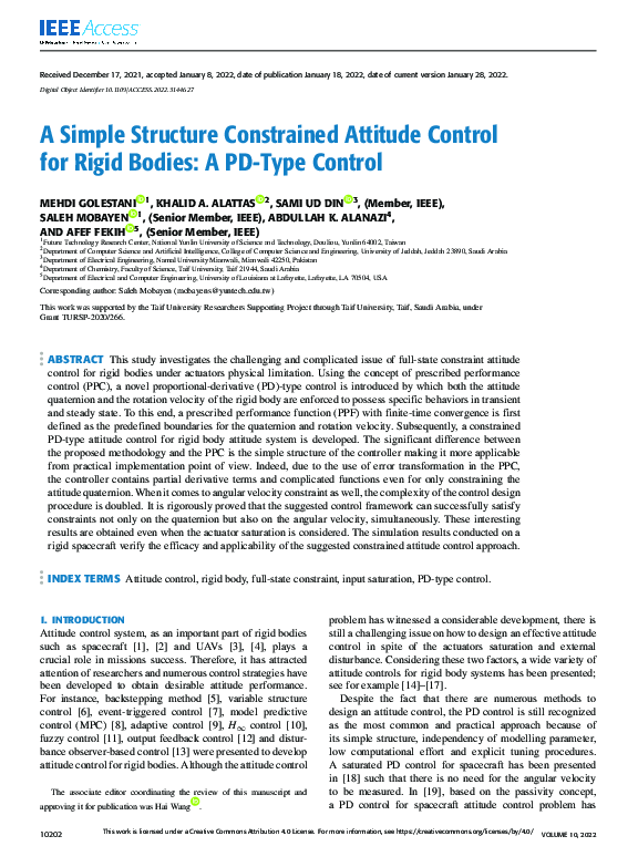 Pdf A Simple Structure Constrained Attitude Control For Rigid Bodies A Pd Type Control