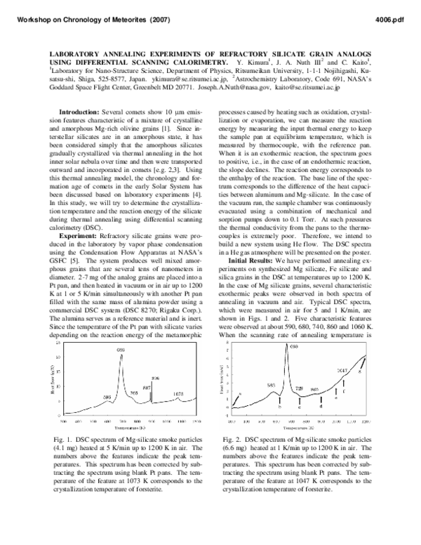 (PDF) Laboratory annealing experiments of refractory silicate grain ...