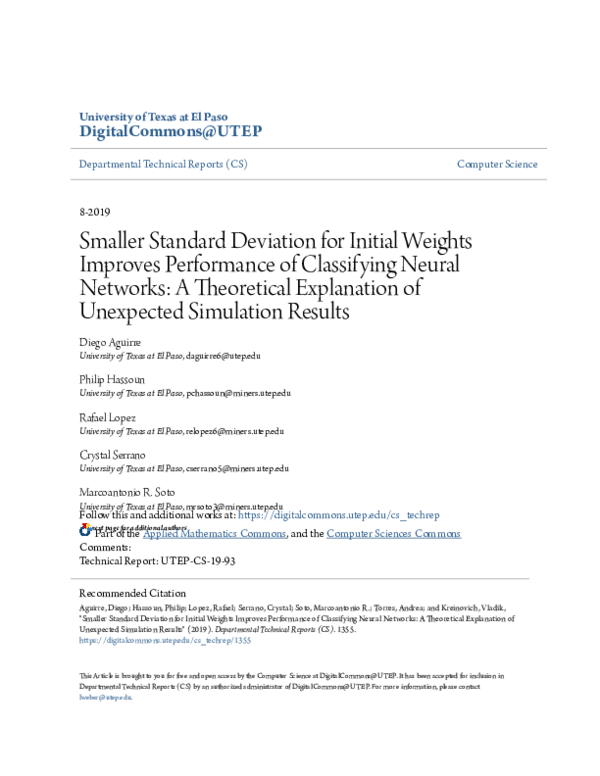 (PDF) Smaller Standard Deviation for Initial Weights Improves Performance of Classifying Neural ...