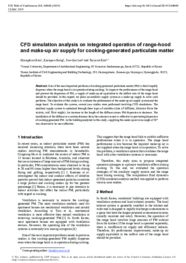 (PDF) CFD simulation analysis on integrated operation of range-hood and ...