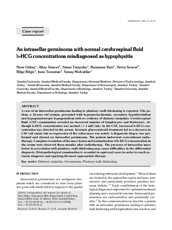 (PDF) An intrasellar germinoma with normal cerebrospinal fluid ?-HCG ...
