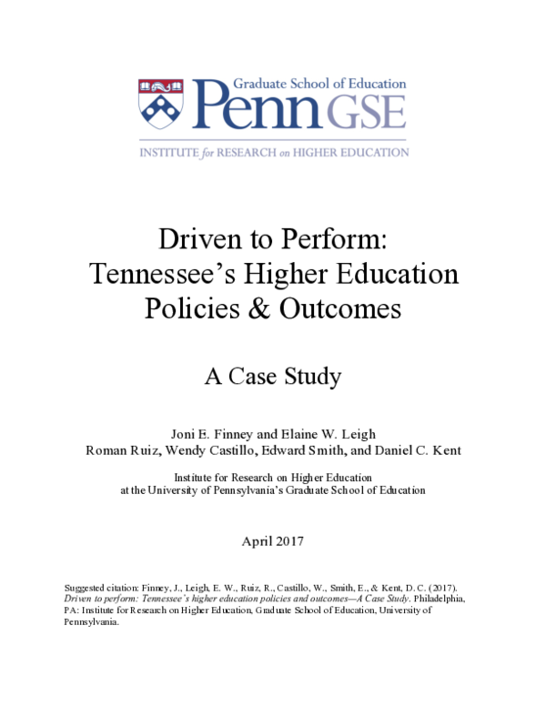 (PDF) Driven to Perform: Tennessee's Higher Education Policies ...