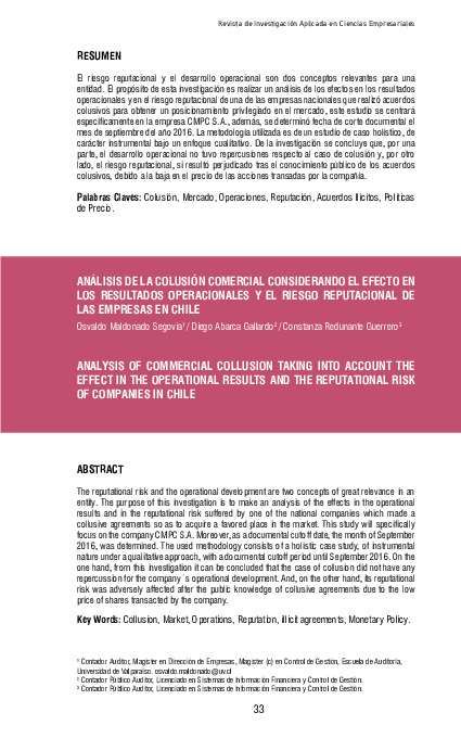 (PDF) Análisis De La Colusión Comercial Considerando El Efecto en Los Resultados Operacionales y ...