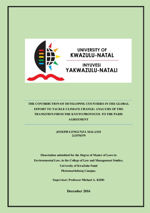 (PDF) The contribution of developing countries in the global effort to ...